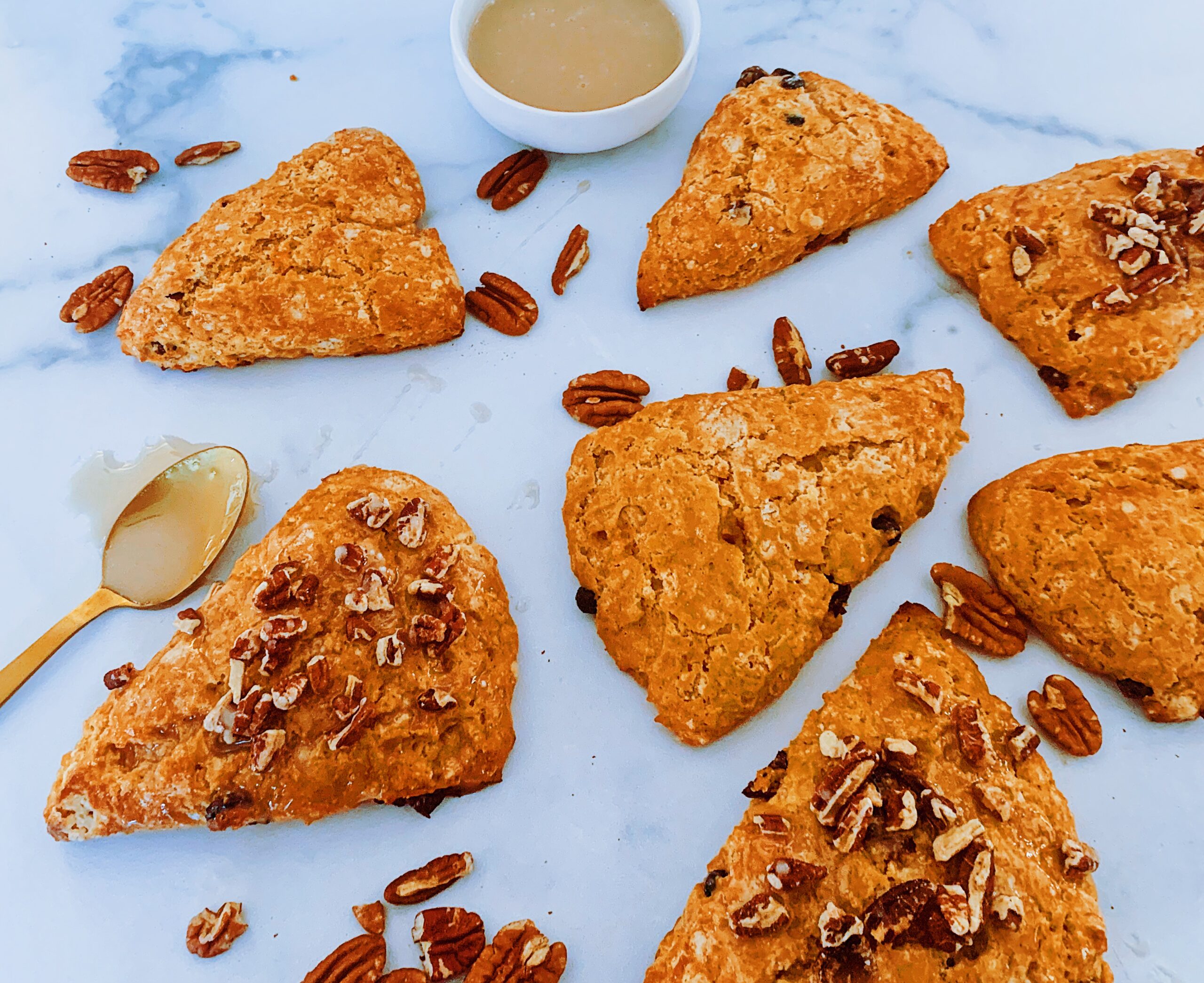SWEET POTATO SCONES WITH MAPLE-PECAN GLAZE - Savor and Sage