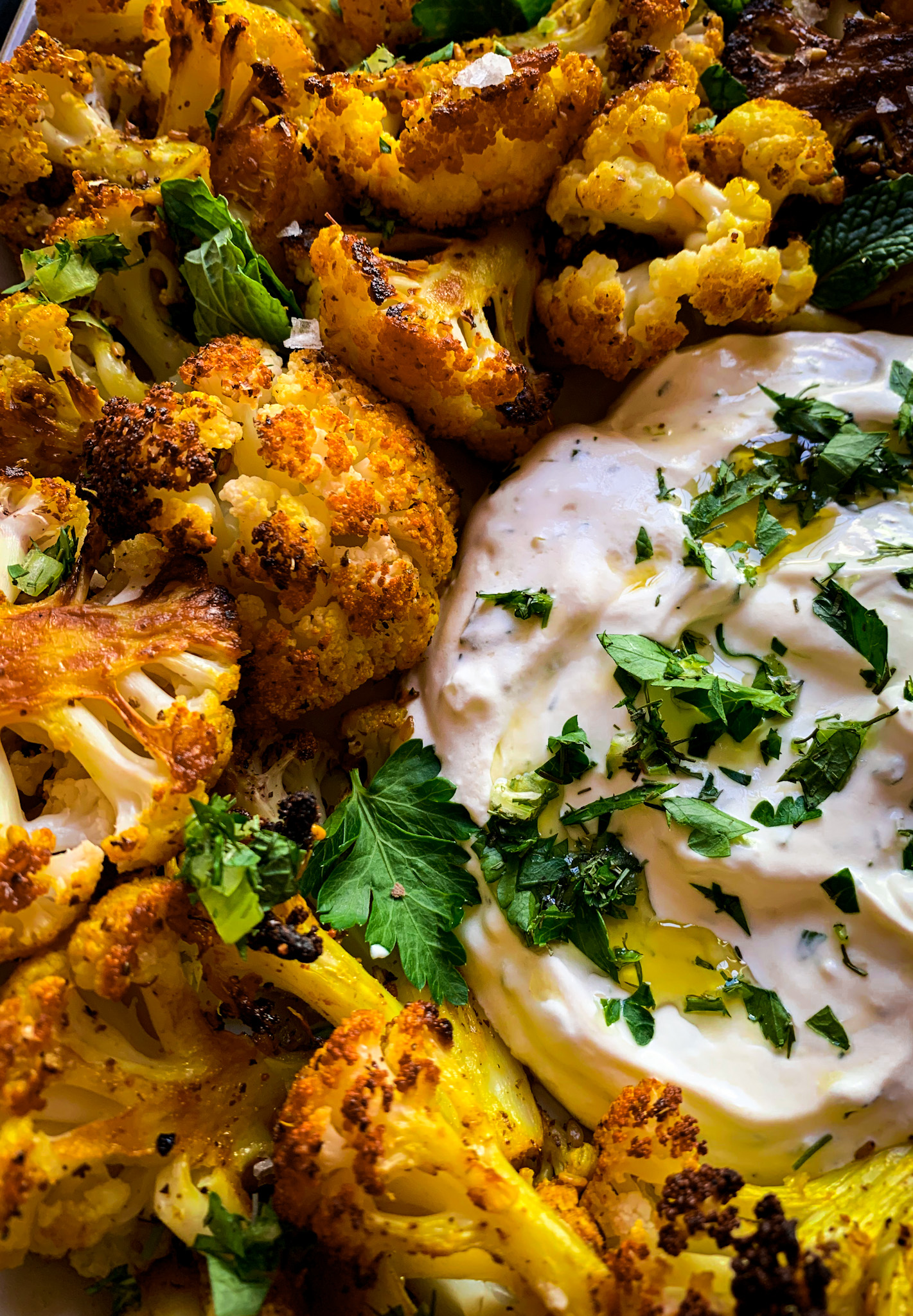 Zaatar Roasted Cauliflower With Herb Labneh Savor And Sage